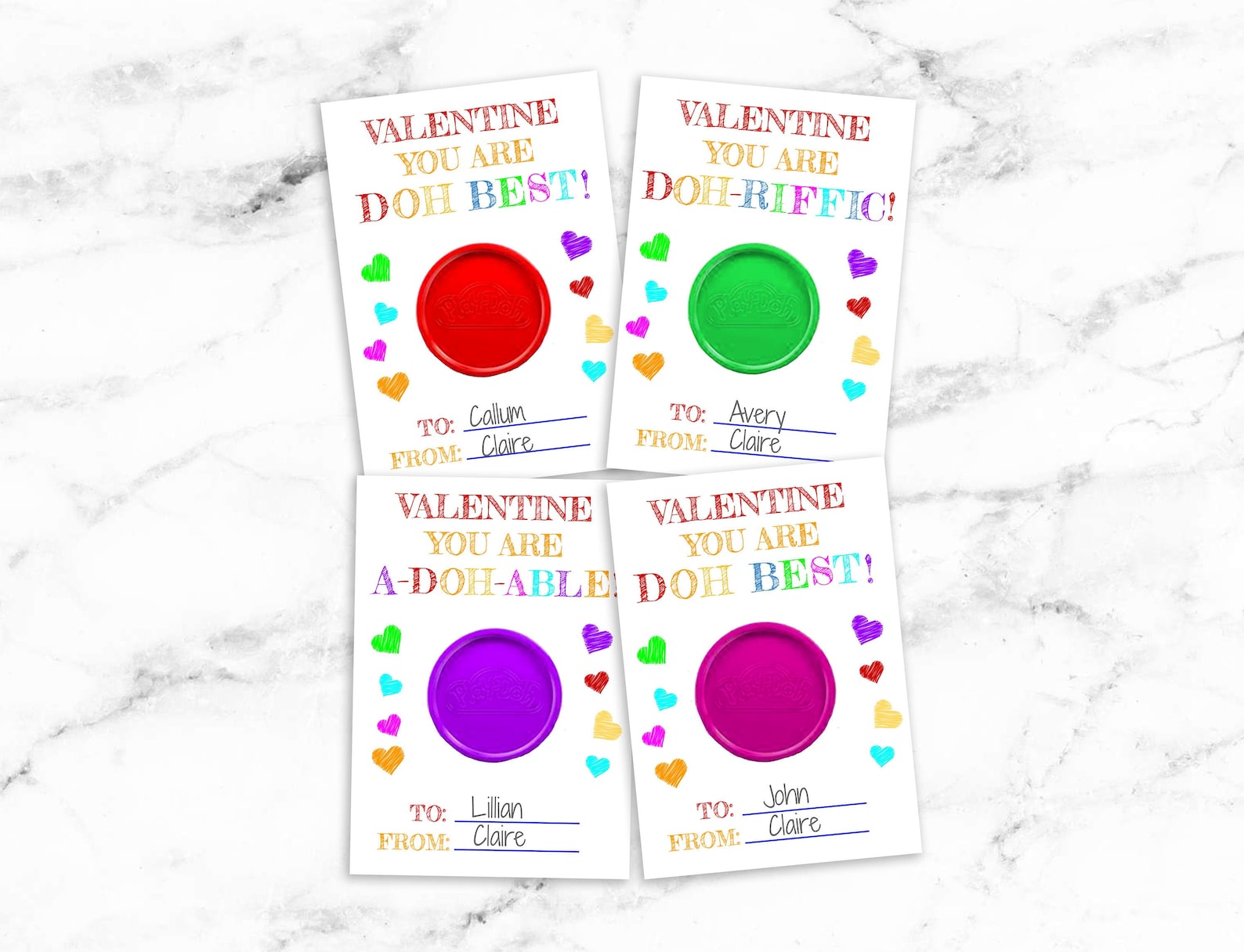 Kids Valentines Day Cards Playdoh Play-doh Valentines | Etsy