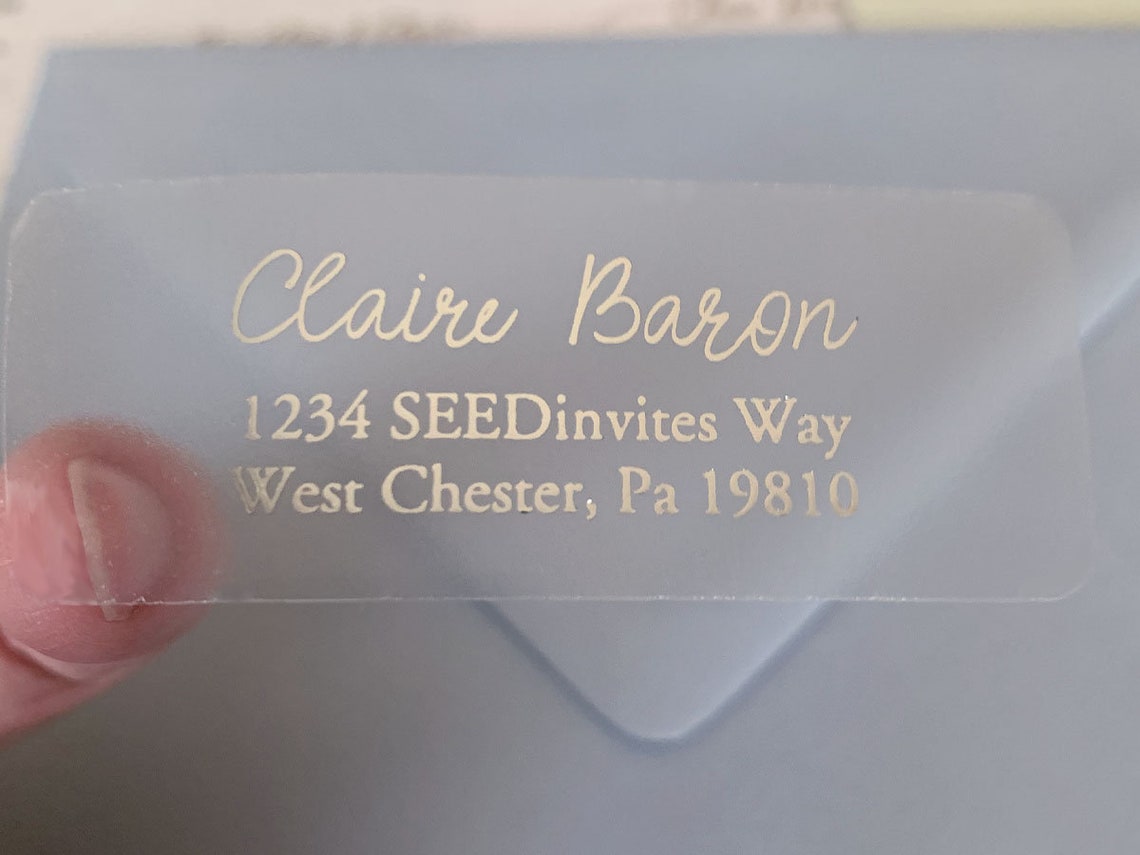 Return Address Labels Clear Gold Foil Labels Calligraphy | Etsy