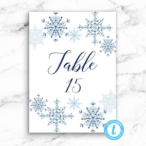 Wedding Table Numbers Sign - Winter Snowflake - Editable Table Number ...