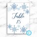 Wedding Table Numbers Sign - Winter Snowflake - Editable Table Number ...