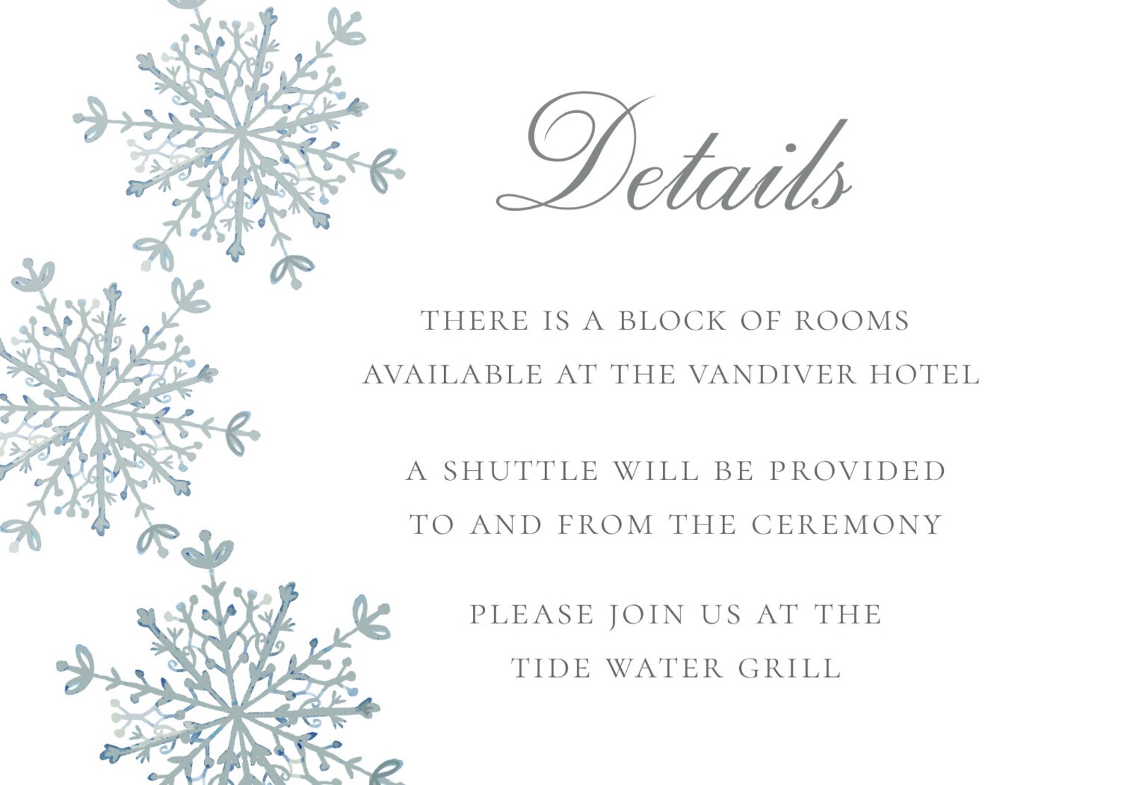 Snowflake Wedding Invitation Template, Winter Wedding Invite, Printable ...
