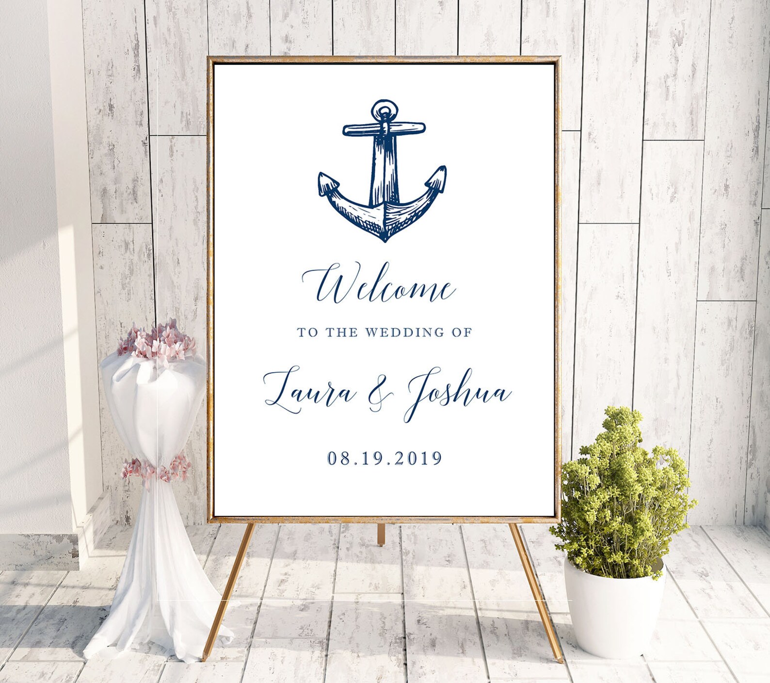 Nautical Wedding Welcome Sign Poster Anchor Sign 18x24 or - Etsy