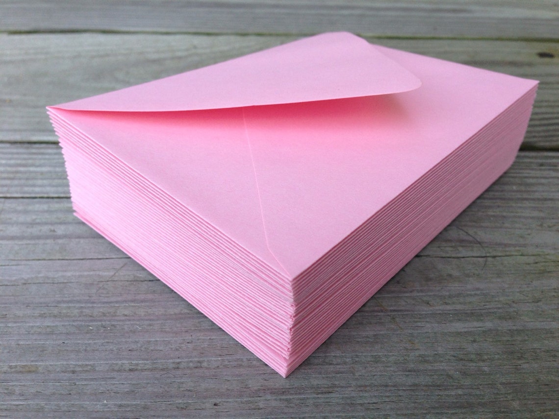 25 Pink A7 Envelopes, Baby Pink Envelope, Pointed Flap, 5x7 Pink ...