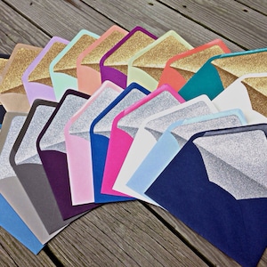 A7 5x7 Glitter Envelope Liners , Gold Silver Glitter Lined Envelope ...