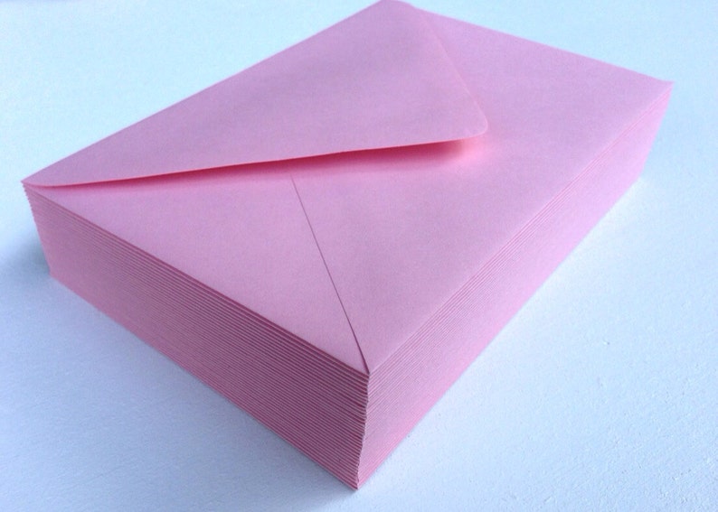 25 Pink A7 Envelopes, Baby Pink Envelope, Pointed Flap, 5x7 Pink ...