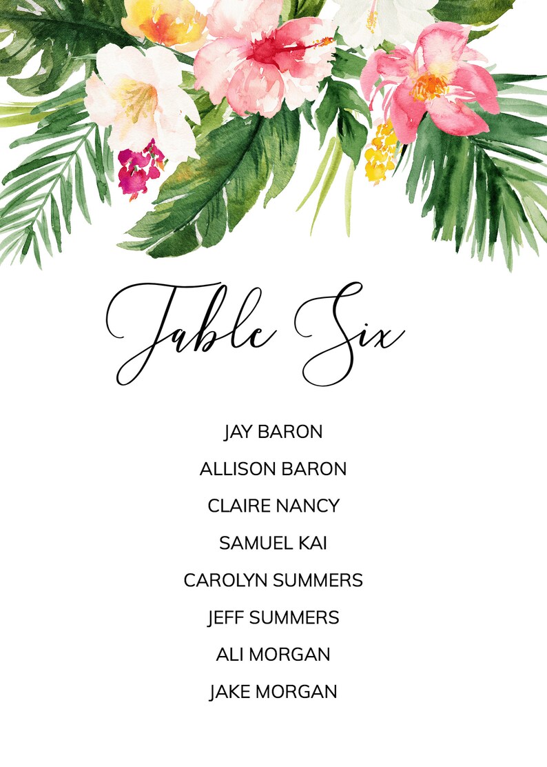 Tropical Wedding Table Numbers Sign Pink Hibiscus Tropical - Etsy