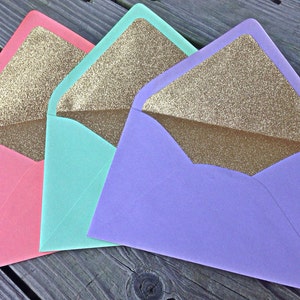 A7 5x7 Glitter Envelope Liners , Gold Silver Glitter Lined Envelope ...