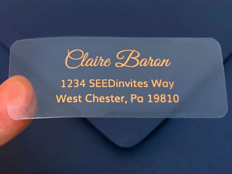 Foil Return Address Labels Clear Gold Foil Labels - Etsy