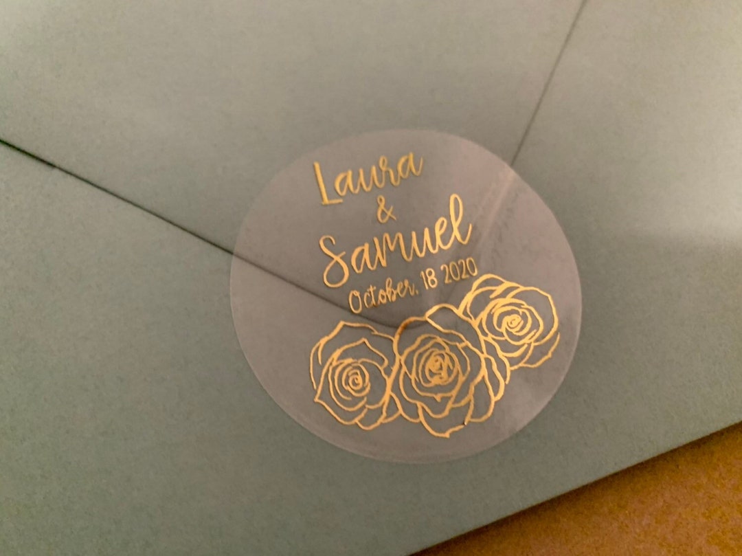 2 Gold Foil Wedding Stickers Rose Gold Personalized - Etsy