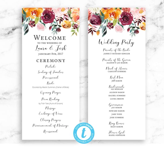 Free wedding program templates pdf 60 photos - Astyledwedding.com