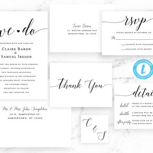 We Do Modern Wedding Invitation Suite - Swash Script - Printable ...