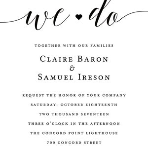 We Do Modern Wedding Invitation Suite - Swash Script - Printable ...
