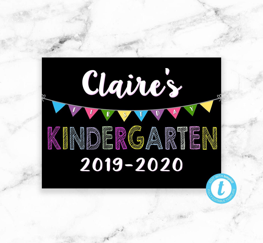 First Day of School Sign - Back to School Sign Black Chalkboard Banner ...