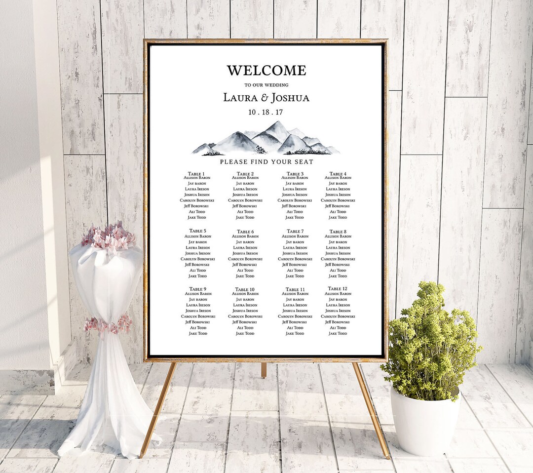 Mountain Seating Chart Sign Poster, Wedding Seating Chart, Wedding Sign ...