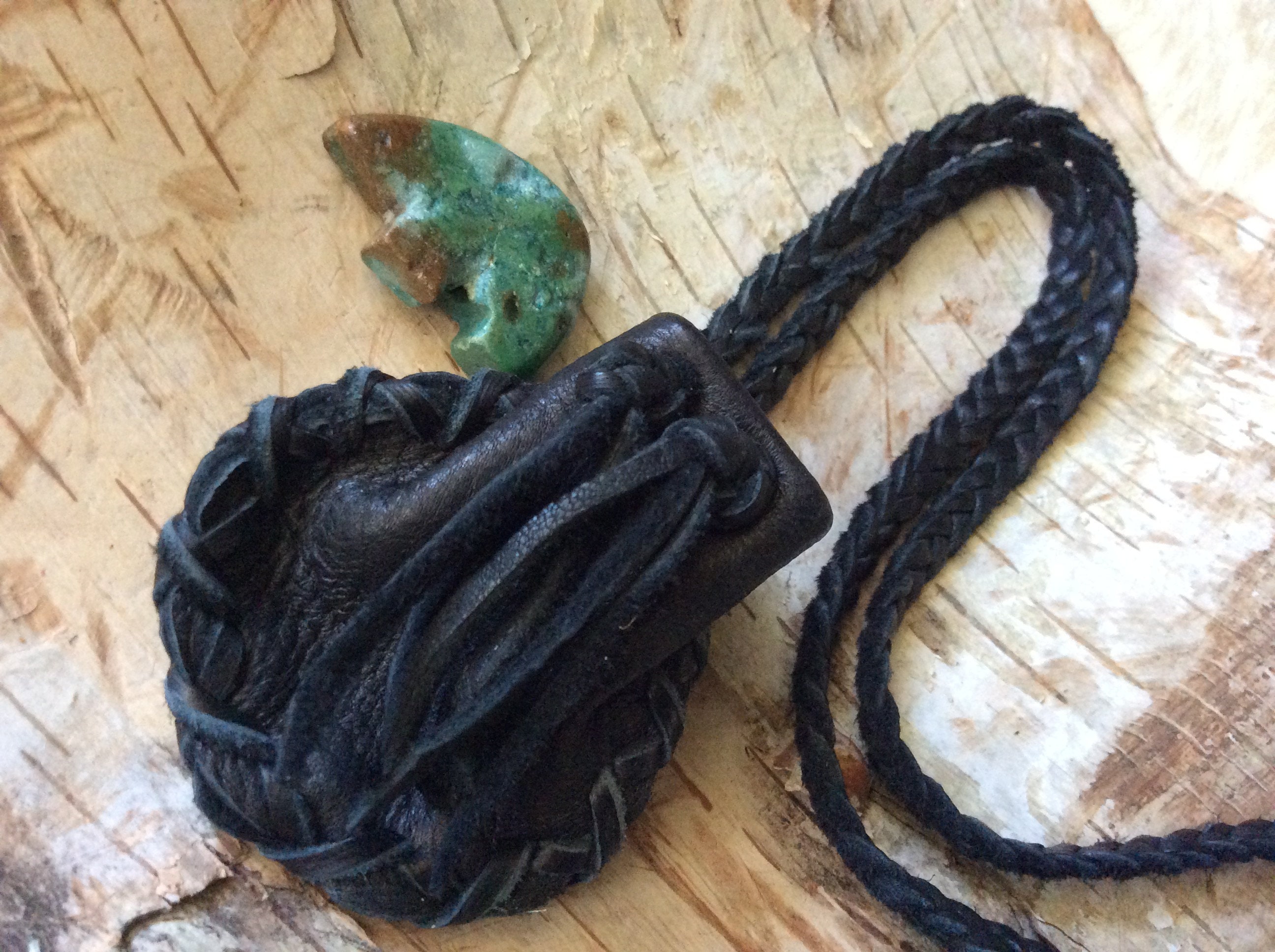 Worry Stone Pouch Deer Hide Medicine Bag Black Deerskin | Etsy