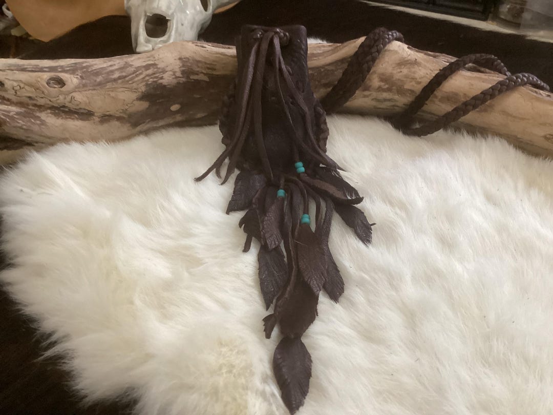 Original Medicine Pouch With Long Fringe Leather Feathers,handmade in ...