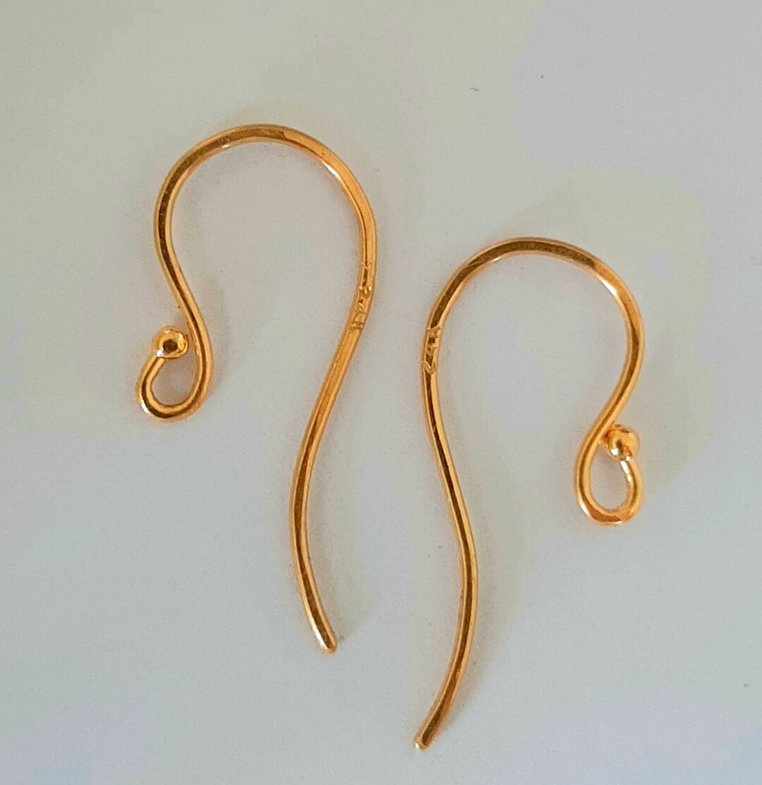 24K Solid Gold Artisan Earring Wires (or 18K Gold or Platinum) for ...