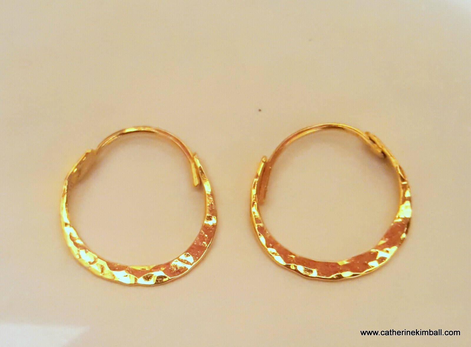 24K Solid Gold Hammered Hoops. Rustic, Rough Finish, Pure 24K Gold ...