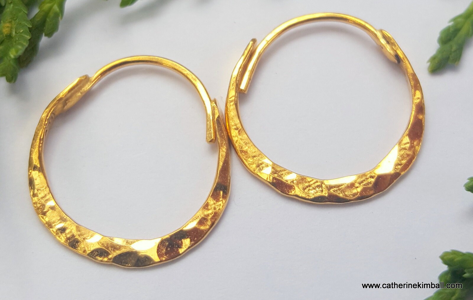 24K Solid Gold Hammered Hoops. Rustic, Rough Finish, Pure 24K Gold ...
