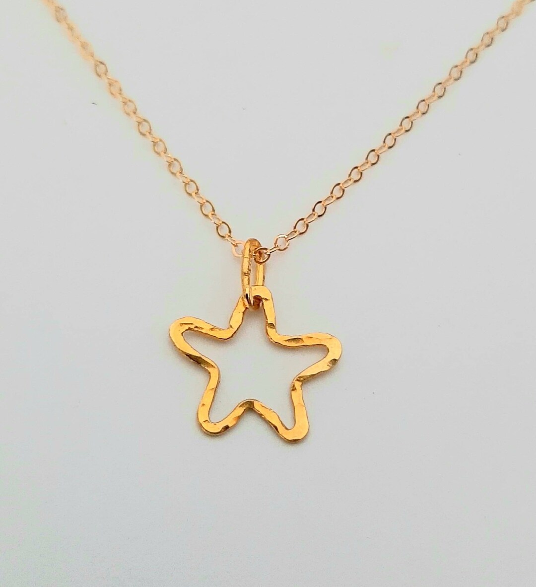 24K Gold Tiny Star Pendant. Solid 24k Gold Freeform Star Charm. - Etsy