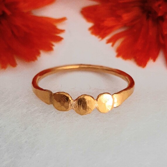 24K Gold Slender Rustic Ring. Solid 24K Ancient Style Band | Etsy
