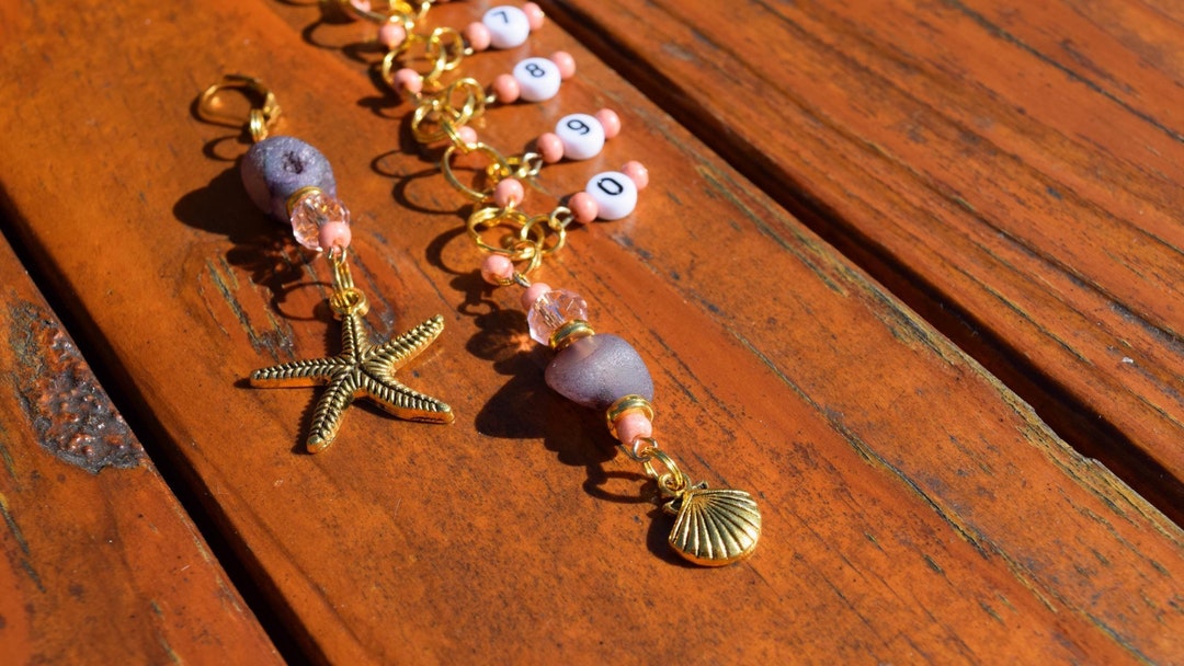 Beaded Knitting Row Counter: 1-100 Long Chain Style With Lever Lock ...