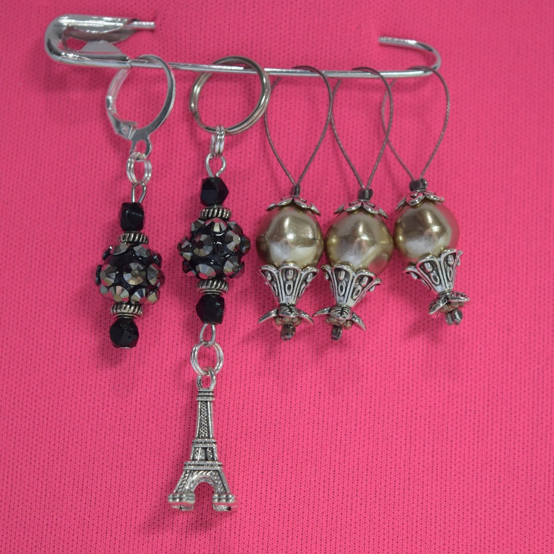 Beaded Stitch Marker Set: Knitting Row Counter, Progress Keeper - Etsy