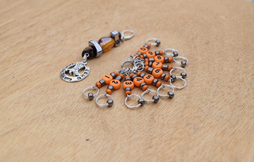 Beaded Knitting Row Counter: 1-100 Round Chain Style With Lever Lock ...