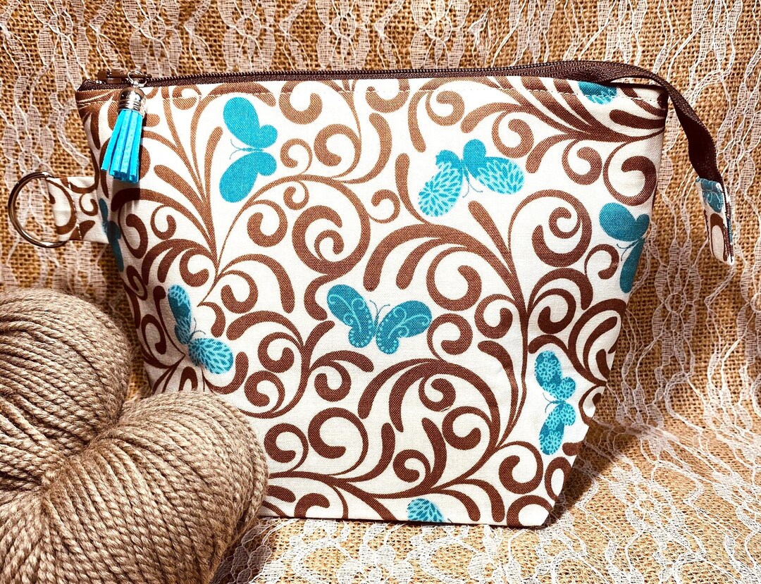 Cotton Notions Bag: Zippered Knit Knack Sack With Wristlet Lanyard - Etsy