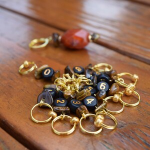 1-100 Numbered Chain Row Counter W/ Beads and Charms, Leverlock ...