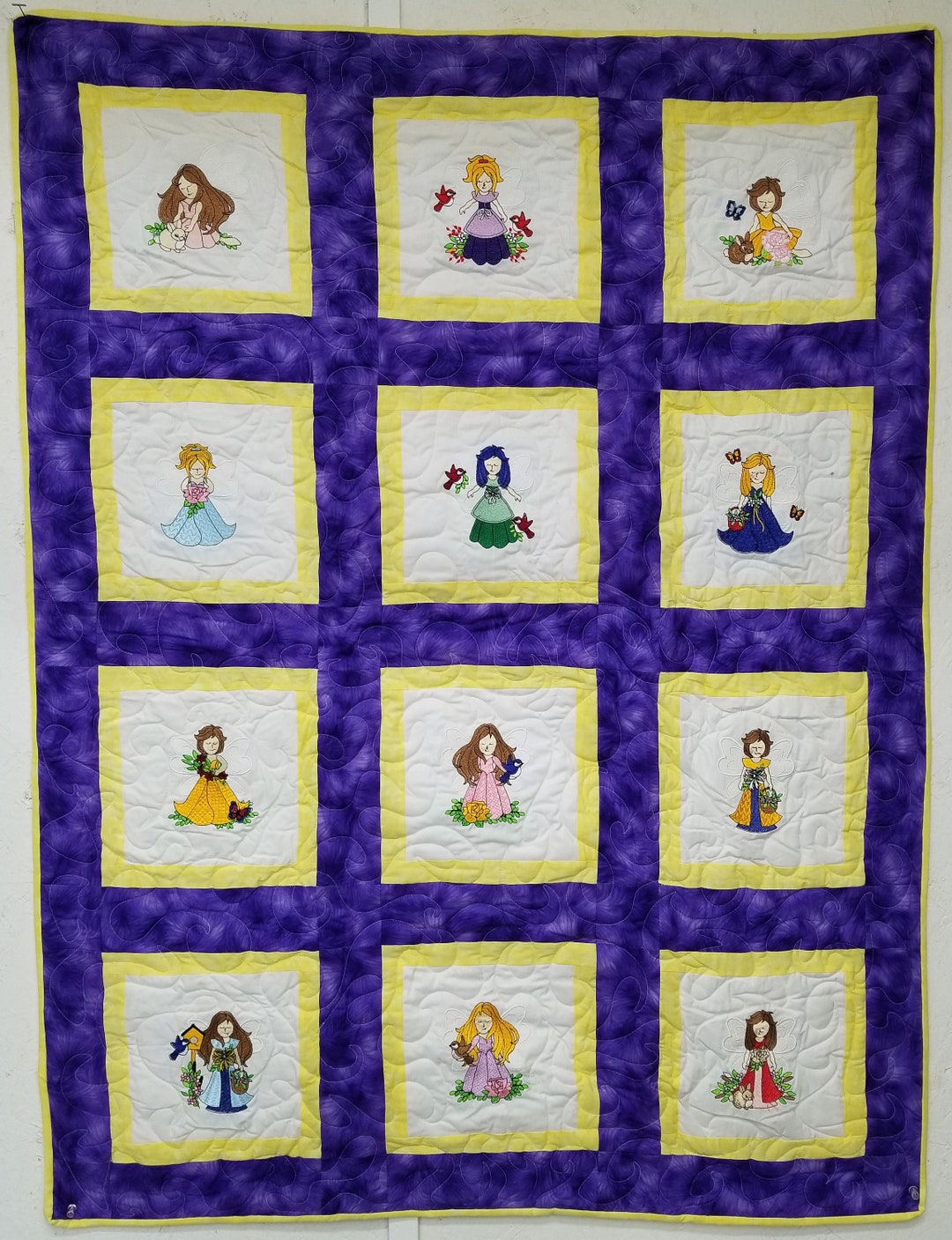Angel Baby Quilt 41"x 53" Embroidered - Etsy