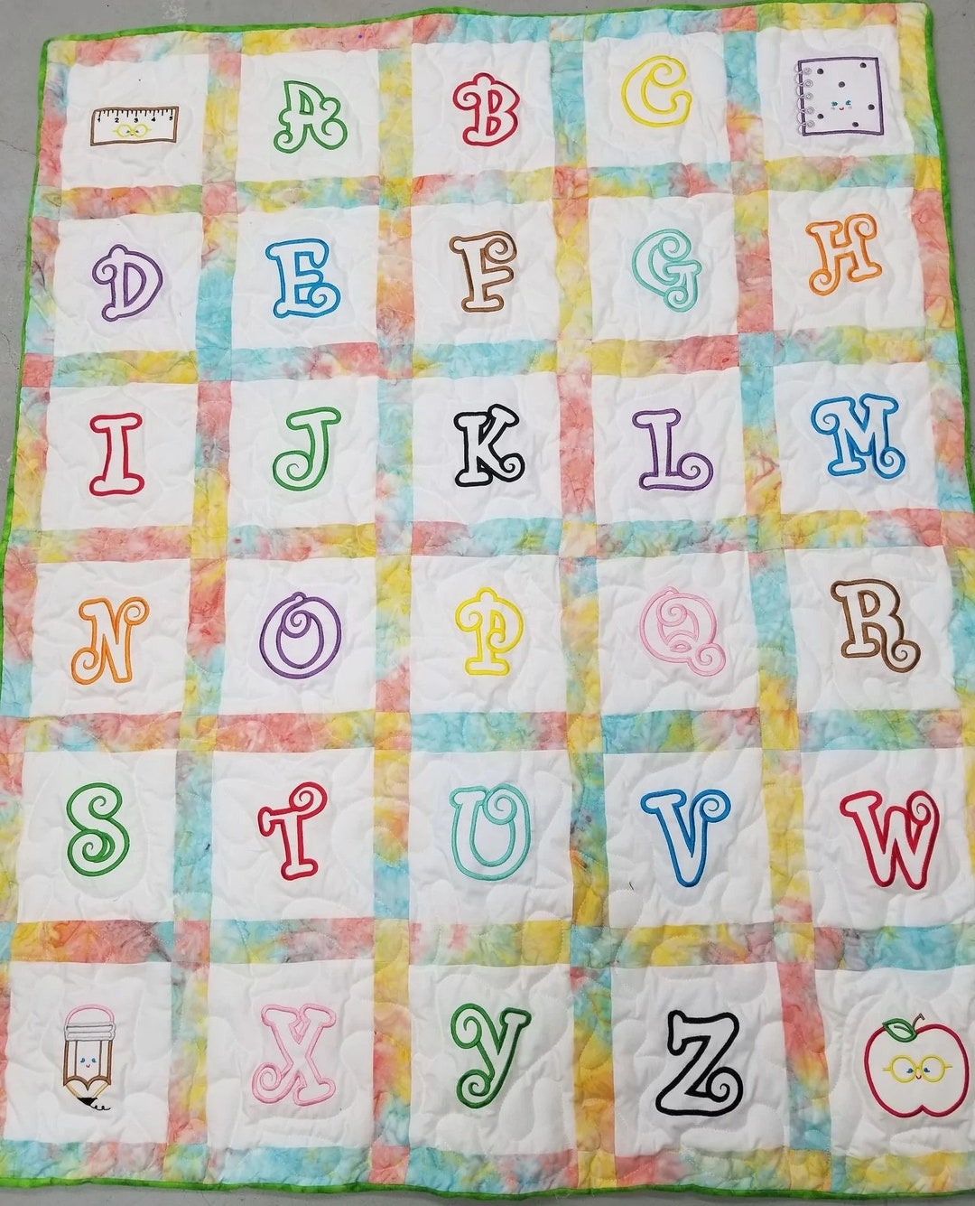 Alphabet Baby or Kids Quilt 41x 50 ABC Embroidered - Etsy