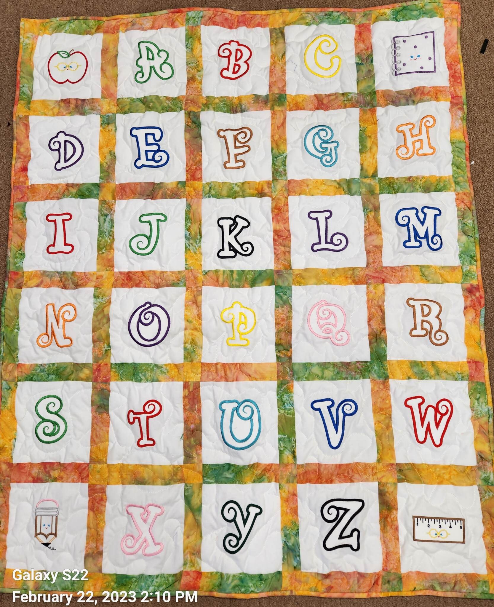 Alphabet Baby or Kids Quilt 41x 50 ABC Embroidered - Etsy