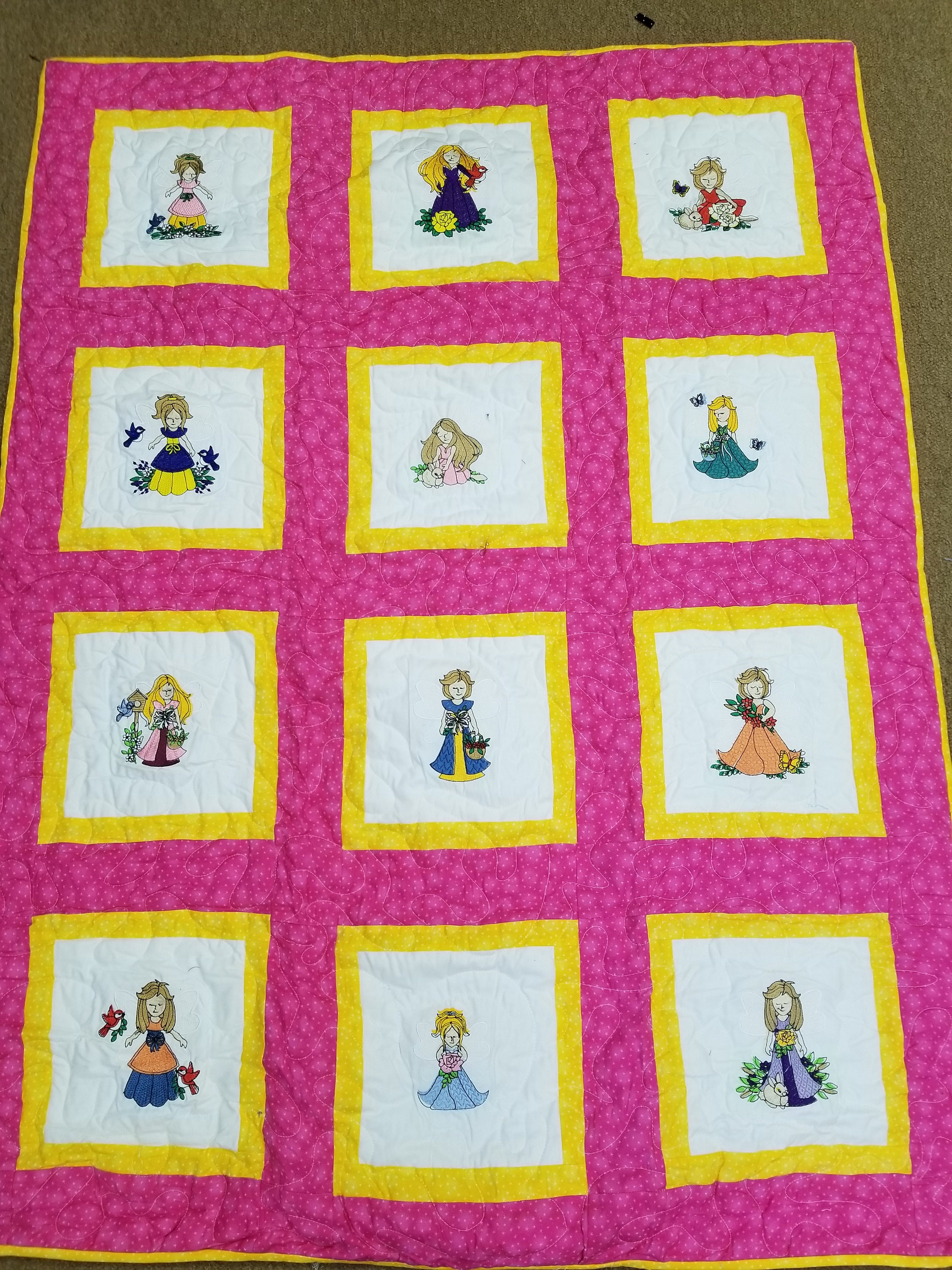 Angel Baby Quilt 41"x 53" Embroidered - Etsy