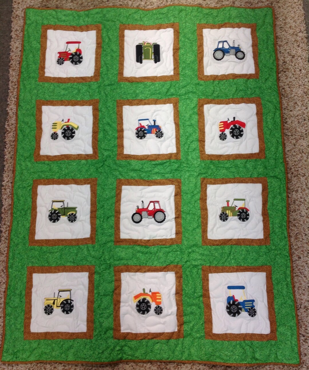Tractor41x53 Baby or Kids Quilt - Etsy
