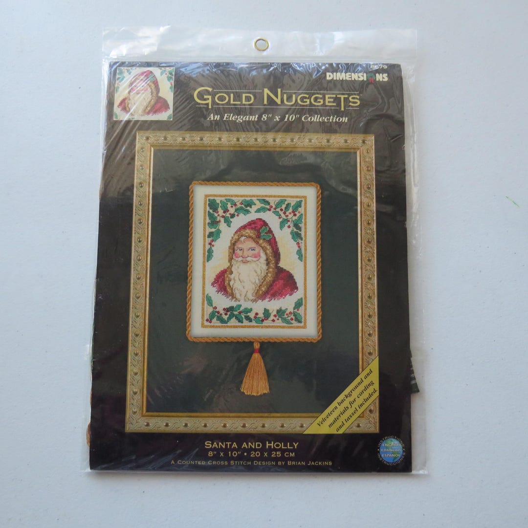 Santa and Holy Gold Nuggets Dimensions Counted Cross Stitch Kit #8679 ...