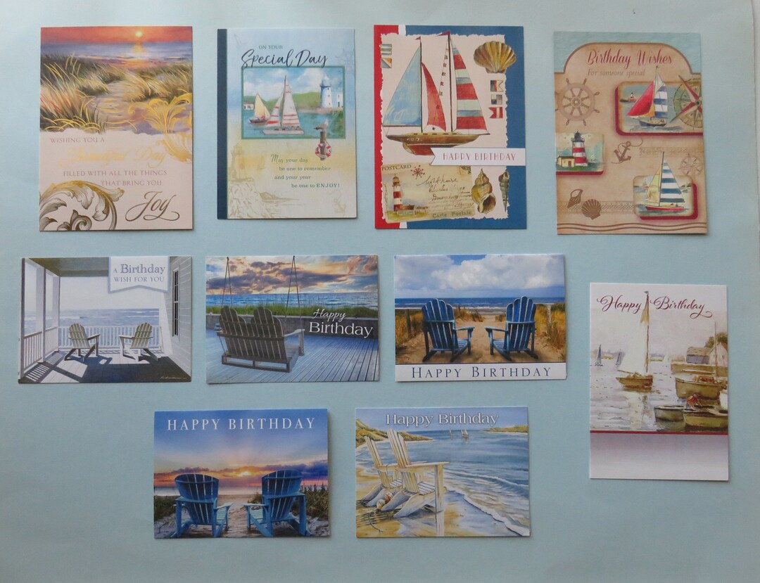 Happy Birthday Oceans Sunsets Coastal Views Marine Life Greeting Cards ...