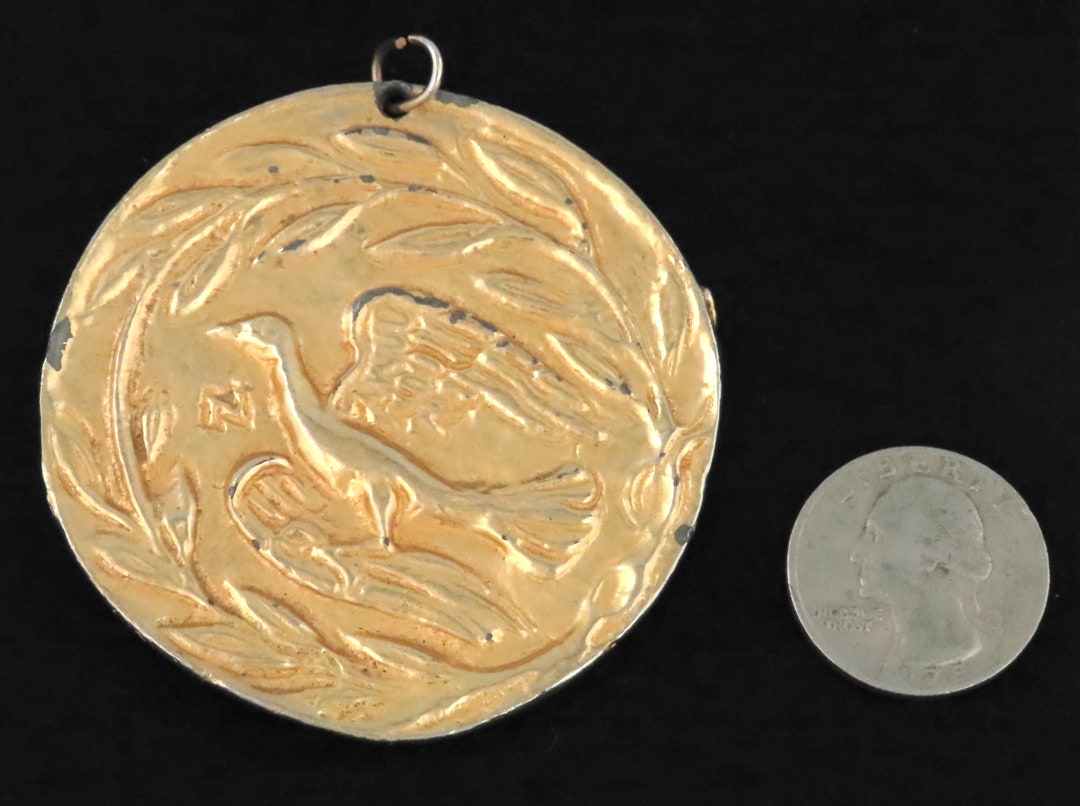 Large Vintage Greek Peristeri Aphrodite's Dove & Laurel Gold Tone ...