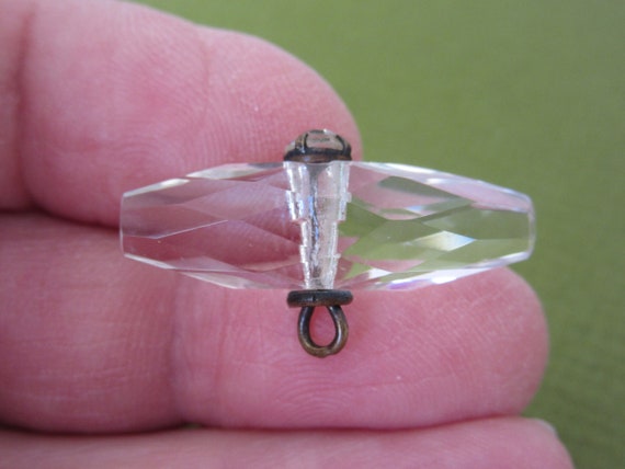 Medium Antique Cut Glass Spindle Button W/prong Set Paste - Etsy