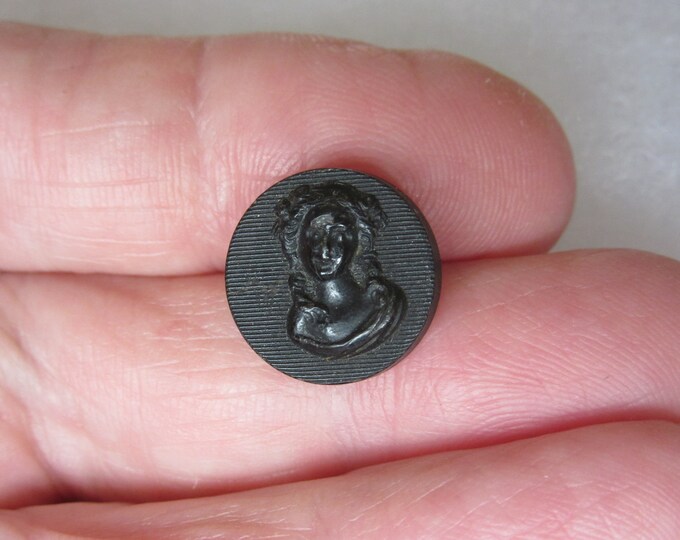 Small Antique Sewing Button Molded Horn Pictorial Woman Jenny Lind ...
