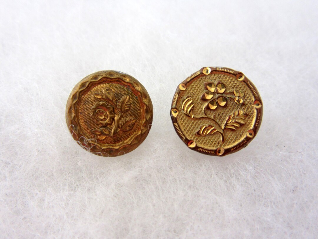 Pair of Small Jacksonian Era (early to Mid 1800s) - Brass Gilt - Flower ...