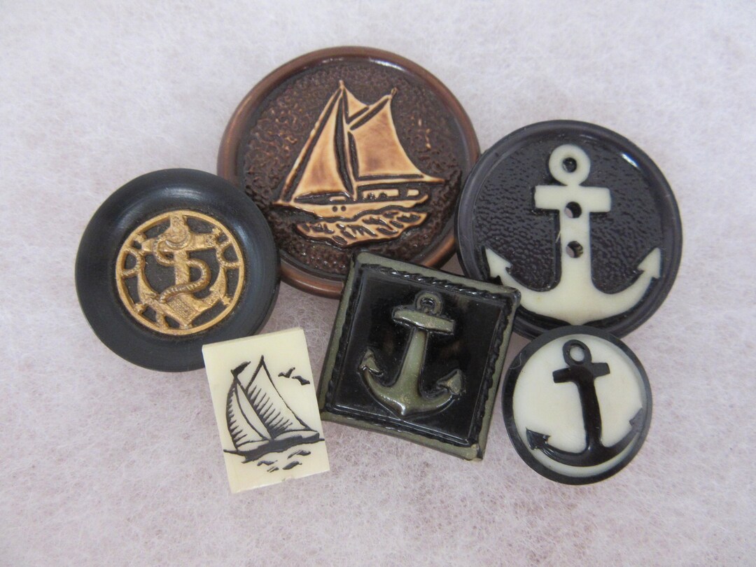 Vintage Lot Pictorial Sewing Buttons - Celluloid - Nautical Theme ...