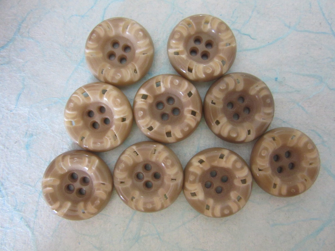 Set of 9 Medium Tagua Nut Sewing Buttons - Carved - Double Cut - Lovely ...