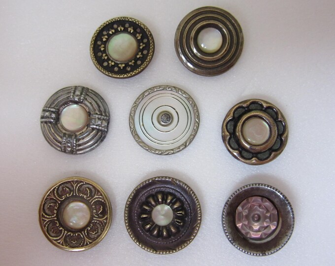 Lot of 8 Small Antique Sewing Buttons - Victorian Era - Shell Mounted ...