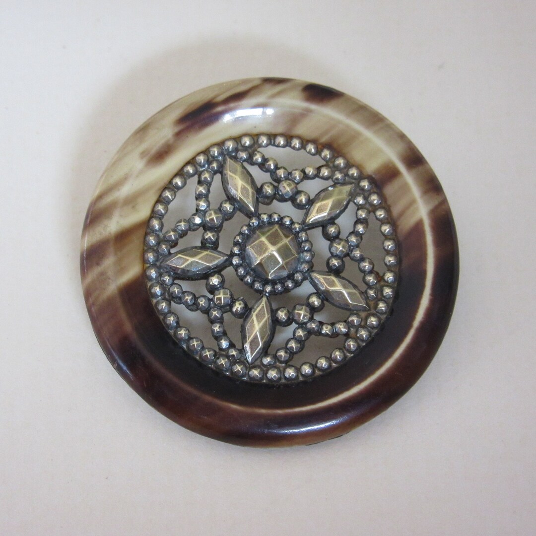 Large Antique Sewing Button - Victorian Celluloid Type - 5 Point Star ...