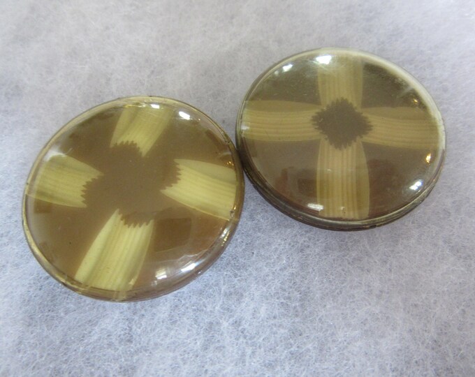 Pair of Large Vintage Sewing Buttons - Celluloid - Carved With Clear ...