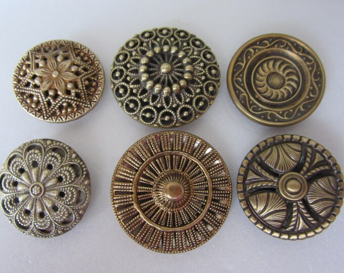 Lot of 6 Small Antique Sewing Buttons - Steel Cups and Riveted Steel ...