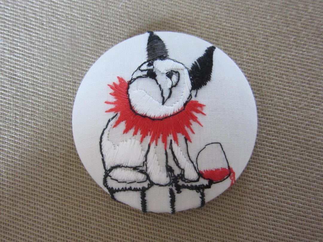 Large Embroidered Fabric Sewing Button - Dog - Hmmm What Did He Do? Fun ...
