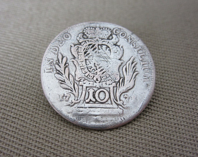 18th Century Silver Coin Sewing Button - 10 Heller Coin - From Hungary ...