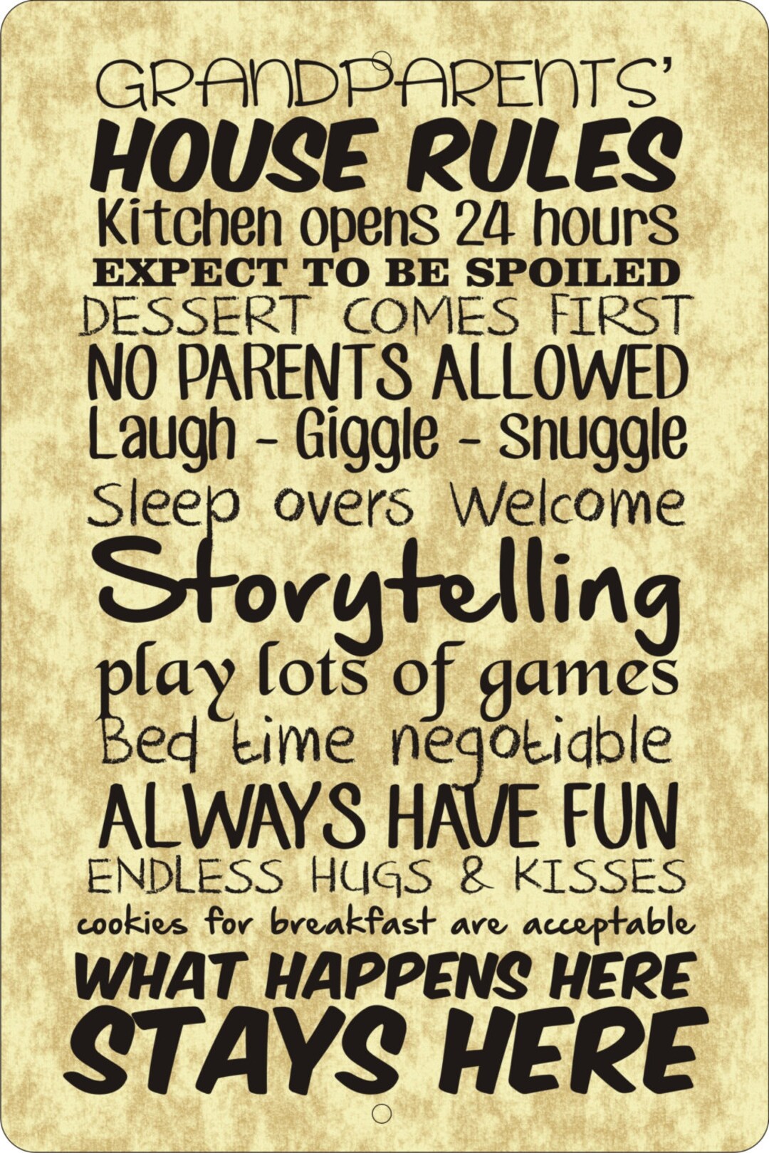 Grandparents' House Rules Personalized Custom Made Aluminum Sign - Etsy